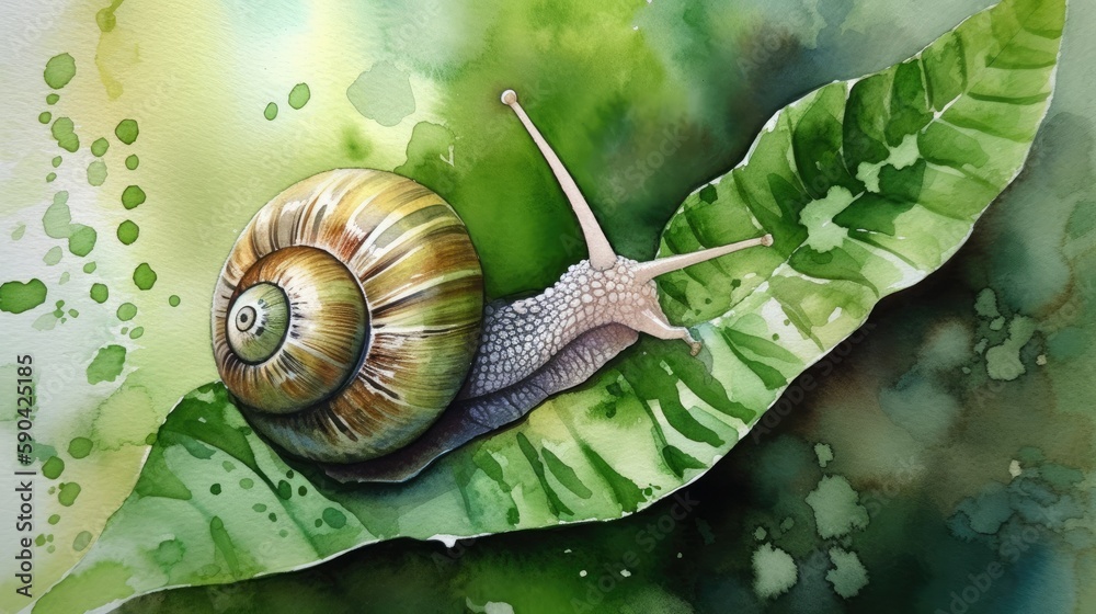 A detailed description of a snail with its shell that is visible from ...