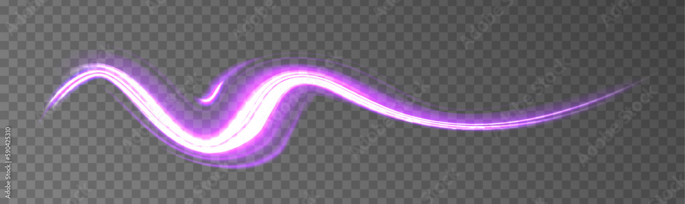 Purple sparkle waves with light effect isolated on transparent ...