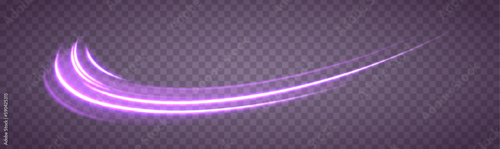 Purple sparkle waves with light effect isolated on transparent ...