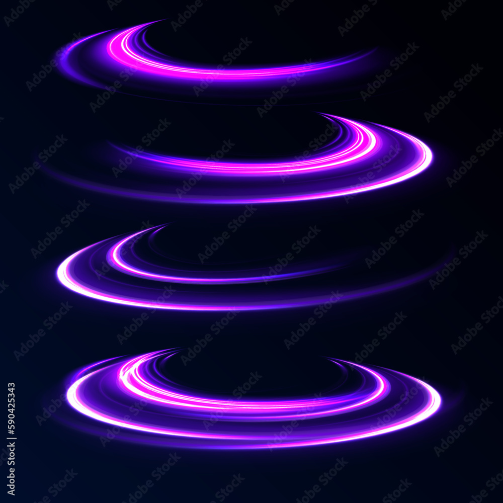 High speed effect motion blur night lights blue and red. Futuristic ...