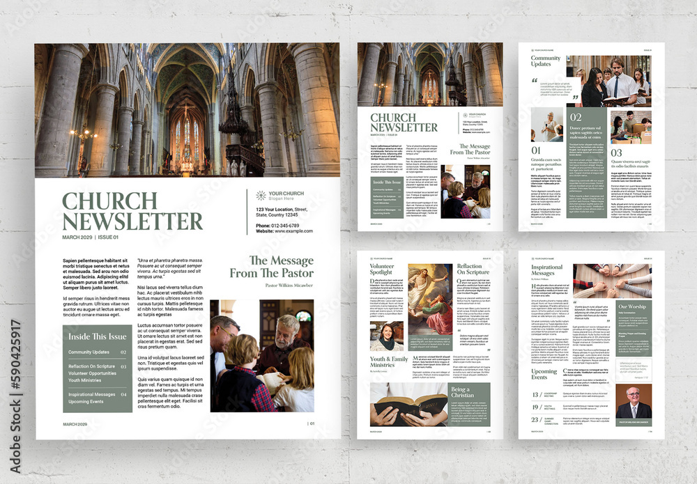 Church Newsletter Template Stock Template | Adobe Stock
