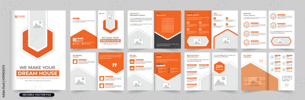 Real estate business promotional magazine and portfolio layout vector ...