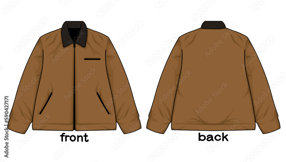 Brown plain work jacket mock up,which can be edited as needed in vector ...