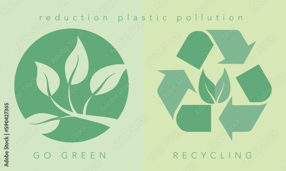 go green eco recycling trash icon vector. Isolated on white background ...