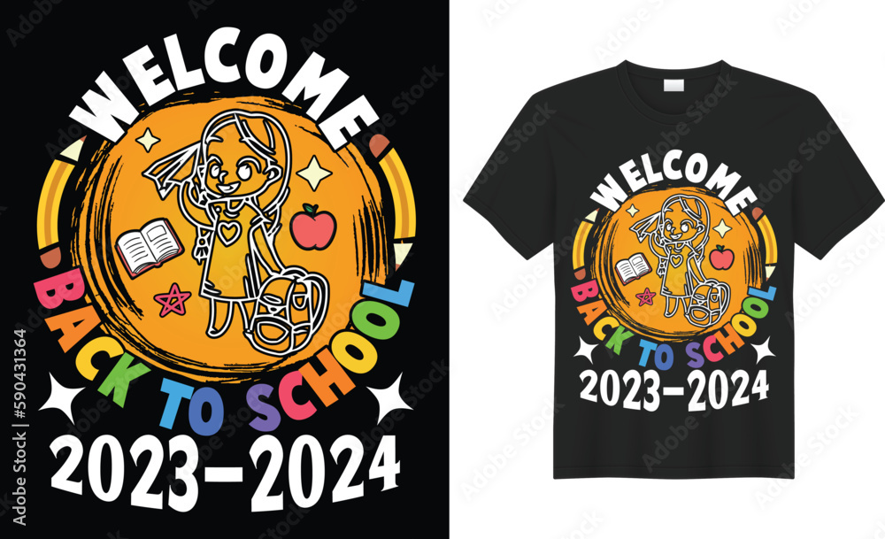 welcome Back to School 2023-2024 SVG Typography Colorful T-shirt Design ...