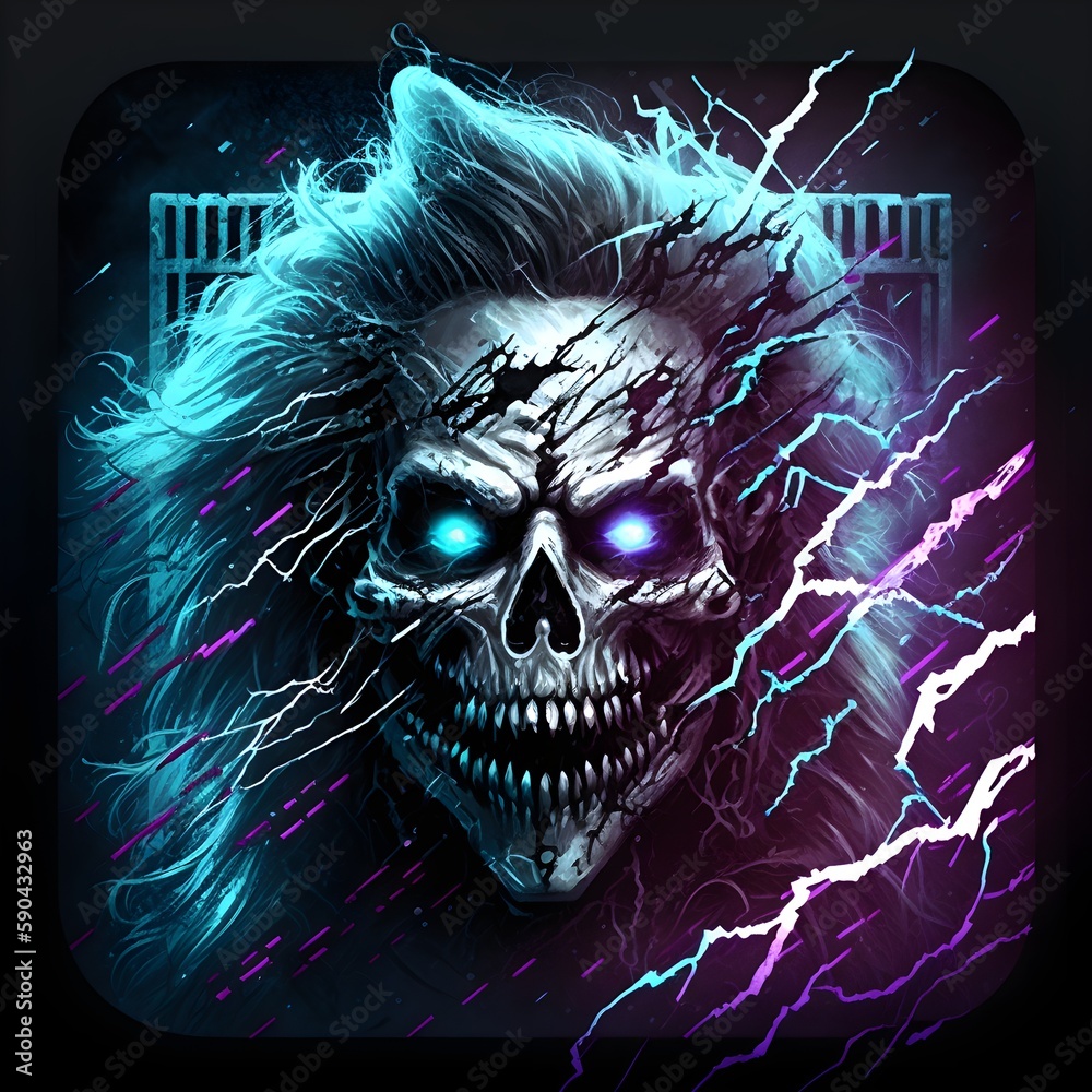 app icon for a dark scary horror game 80s darkwave Stock Illustration ...