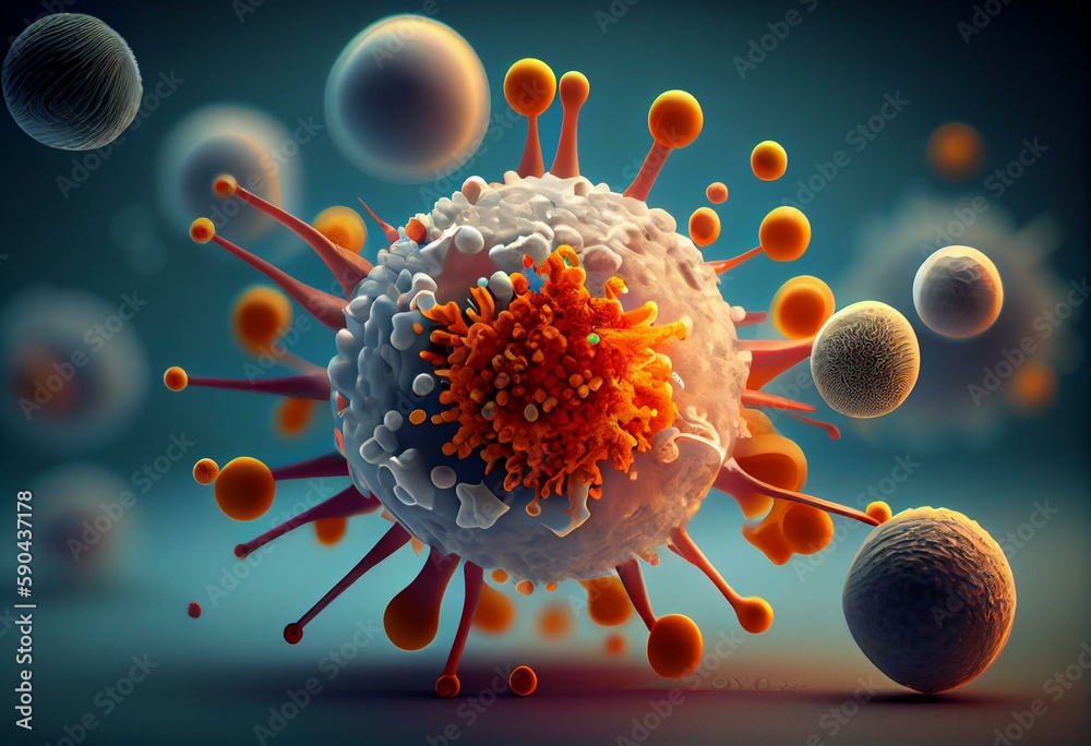 Mast cell releasing histamine, Immune system cell 3d illustration. Generative AI Stock ...