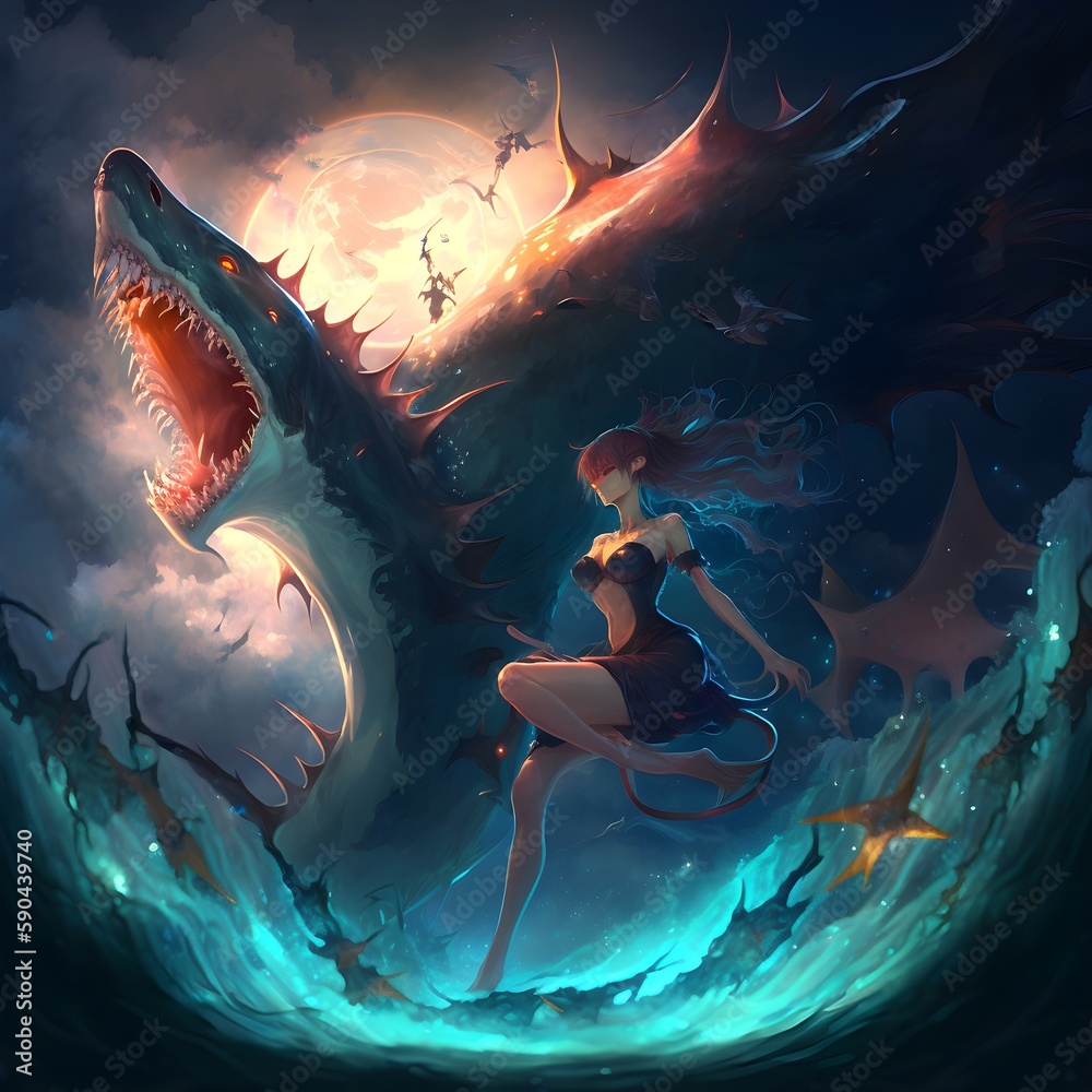 32k UHD superresolution fantastical fantasyWhat if A Blackhole was a WereShark coatlSlimepunk ...