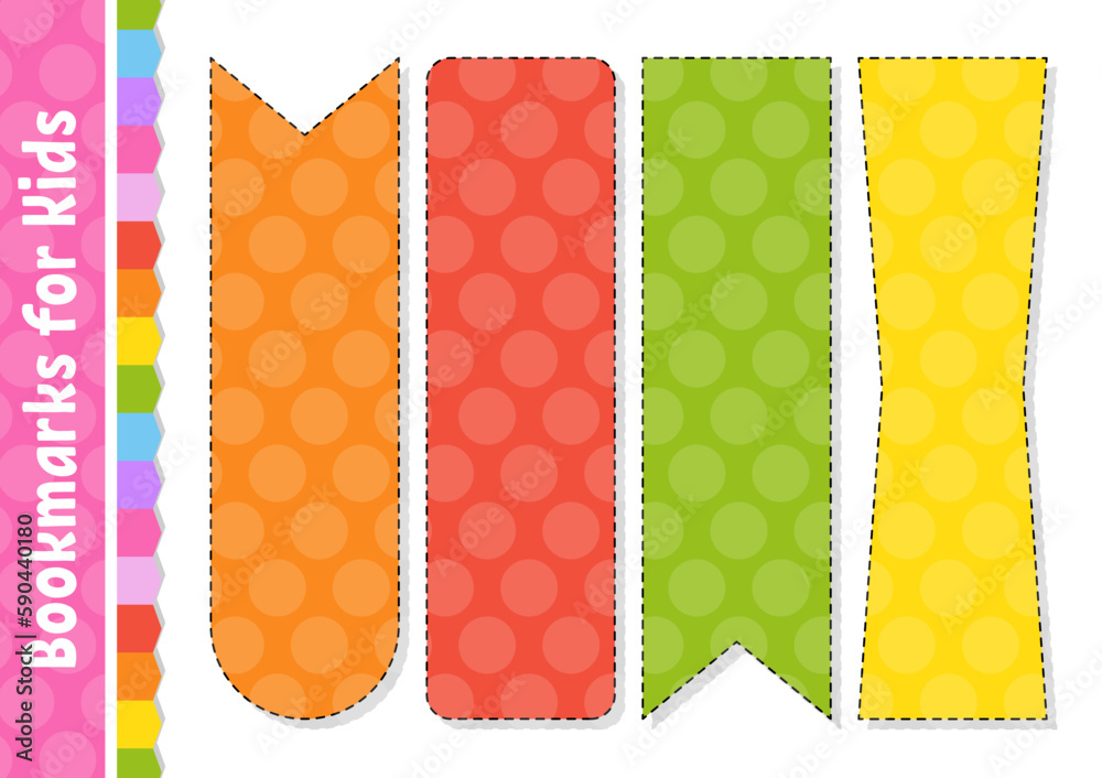 Set of paper bookmarks for books with cute cartoon characters. For kids ...