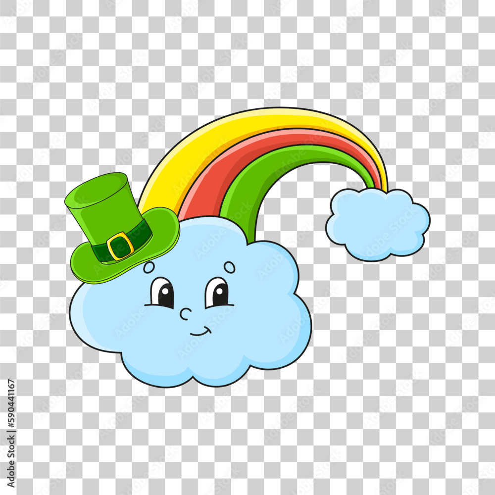 Cute cartoon character sticker. St. Patrick's day. Isolated on ...