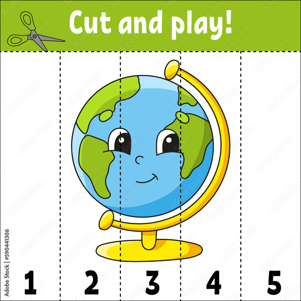 Vetor de Learning numbers 1-5. Cut and play. Education worksheet. Game ...