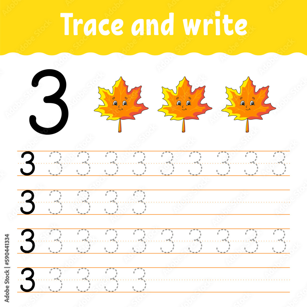Learn Numbers. Trace and write. Handwriting practice. Learning numbers ...