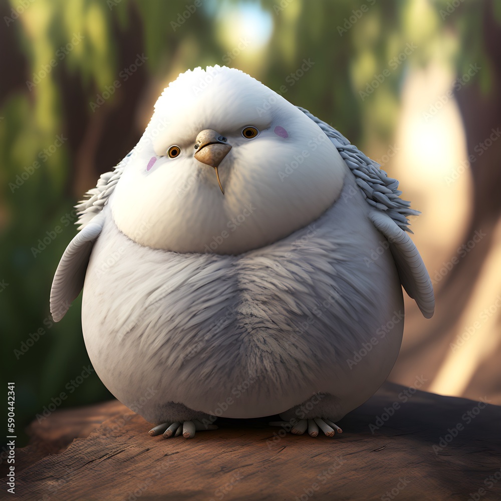 an extremely fat very fat rolypoly ballshaped white cockatoo African ...