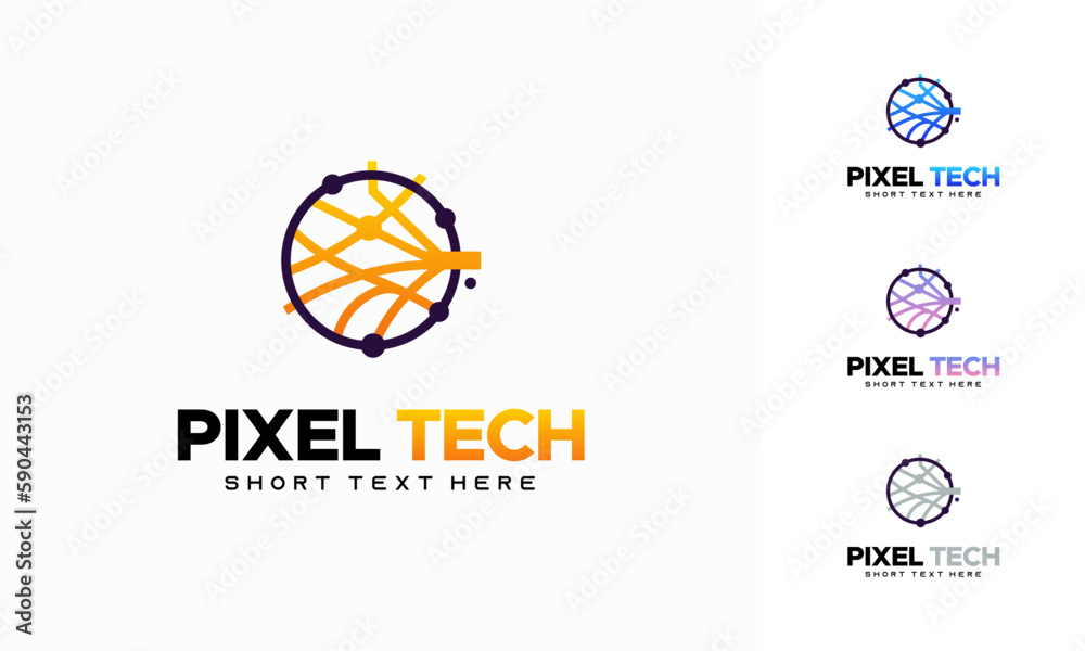 Pixel technology logo designs concept vector, Network Internet logo ...