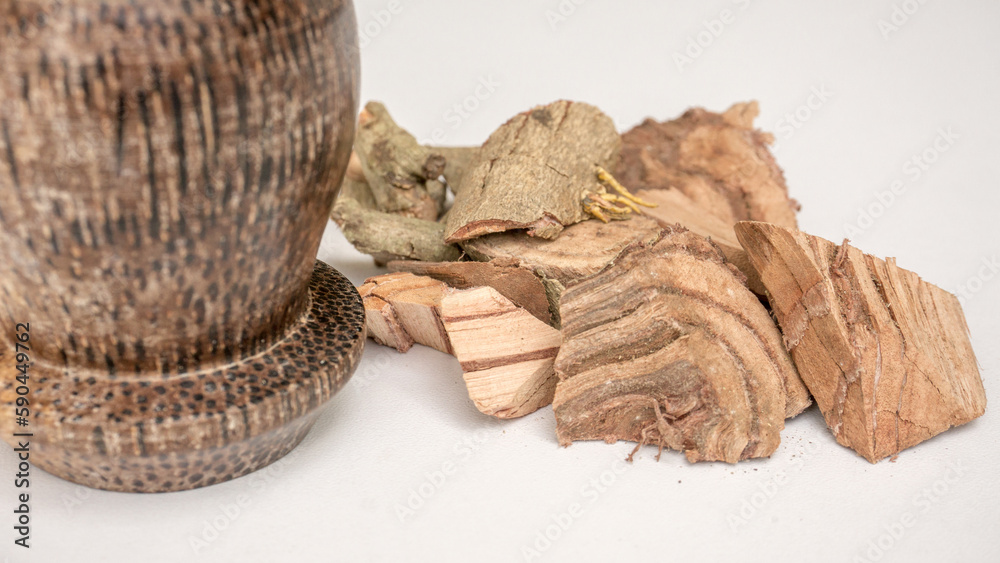 Salacia reticulata Ayurvedic medicine on white background Stock Photo ...