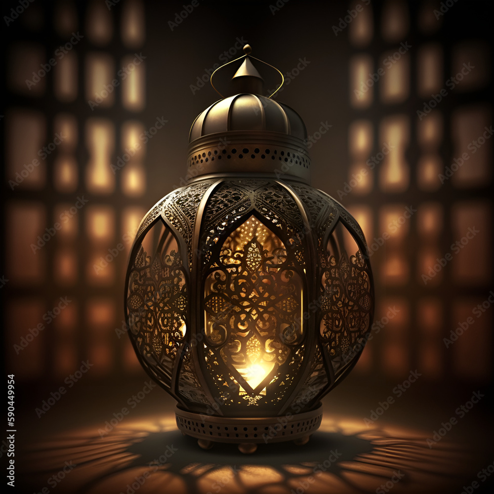 A beautiful modern islamic lantern inside globe having vintage surface ...