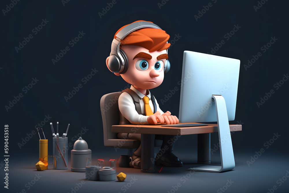 Portrait of successful programmer, game developer or coder guy in uses ...