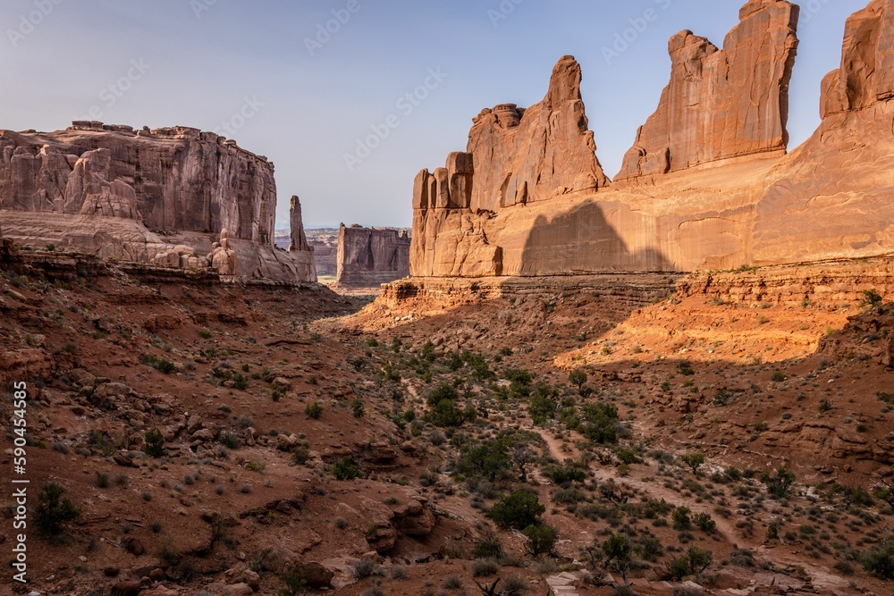 Natural sandstone arches of the Arches National Park in Grand County ...