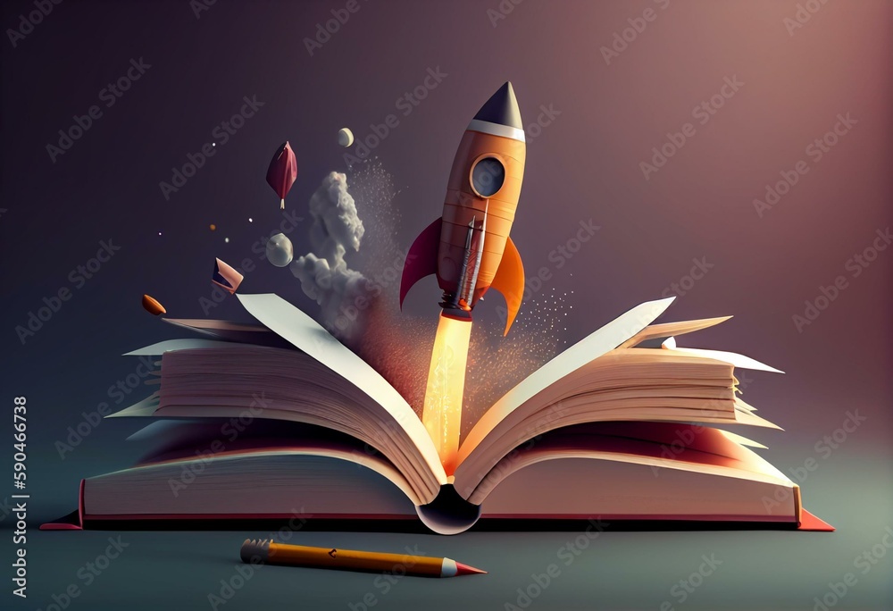 Minimal background for online education concept. Launching pencil ...