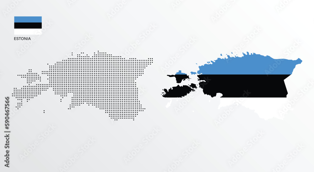 Vector illustration of Estonia map with flag Stock Vector | Adobe Stock