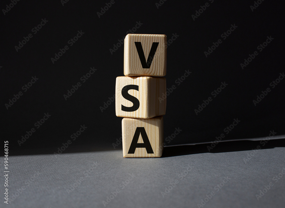 VSA - Volume Spread Analysis symbol. Wooden cubes with word VSA ...