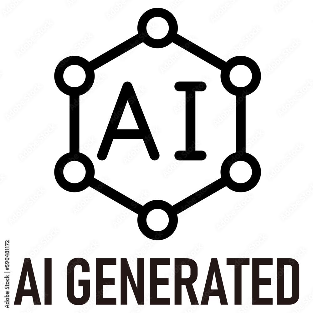 AI generated icon, Vector outline icon for artificial intelligence generated content. Stock ...