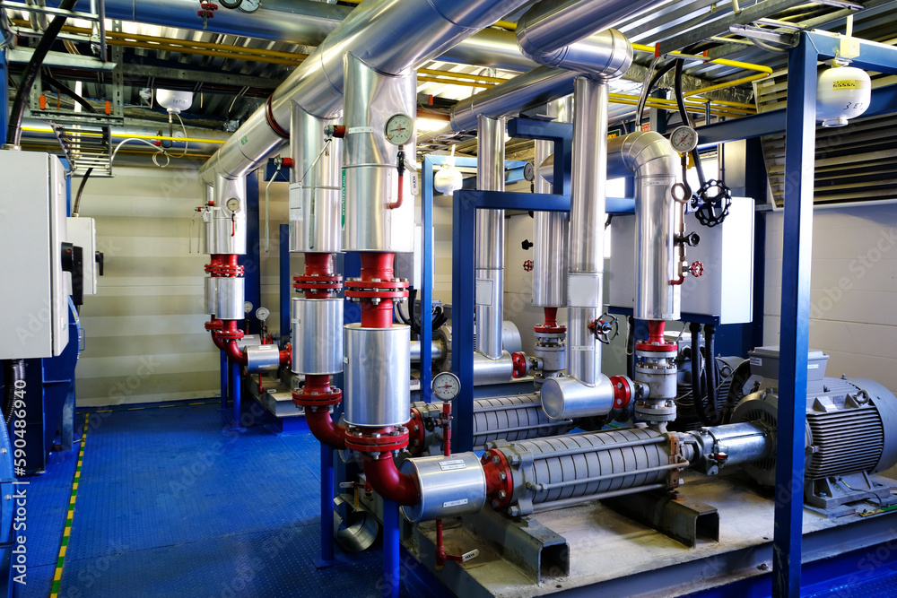 Pumping station with centrifugal pumps for pumping water..Industrial ...