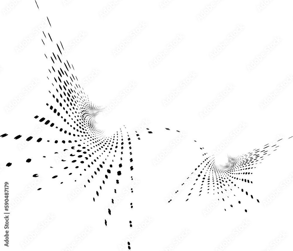 Paired flight of fluttering, vibrating krakozyabr. Halftone shaded ...
