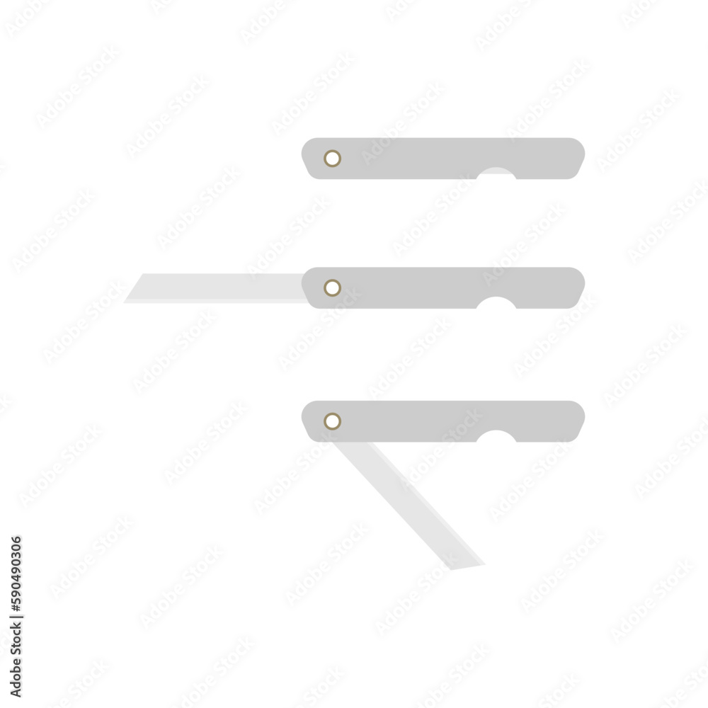 Boxcutter flat design vector illustration. Blade stationery knife ...