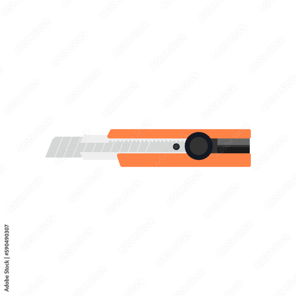 Boxcutter flat design vector illustration. Blade stationery knife ...