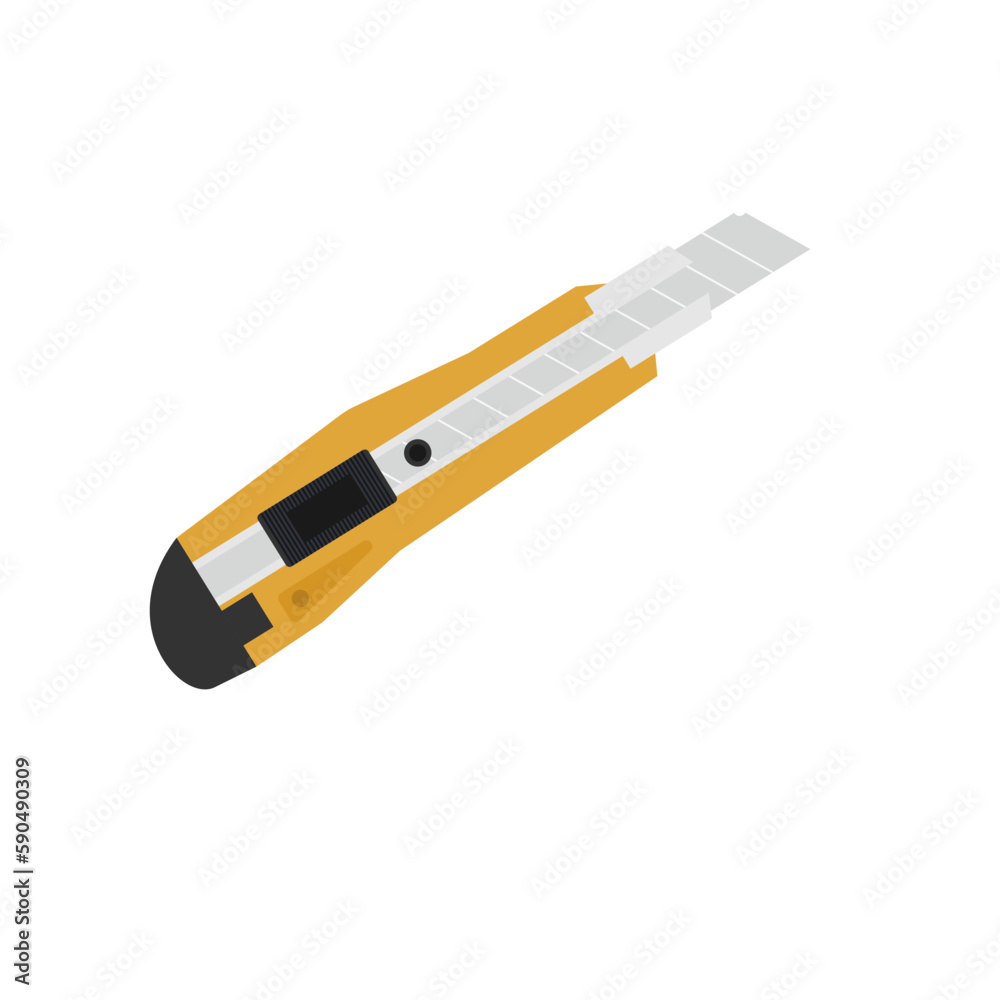 Boxcutter flat design vector illustration. Blade stationery knife ...