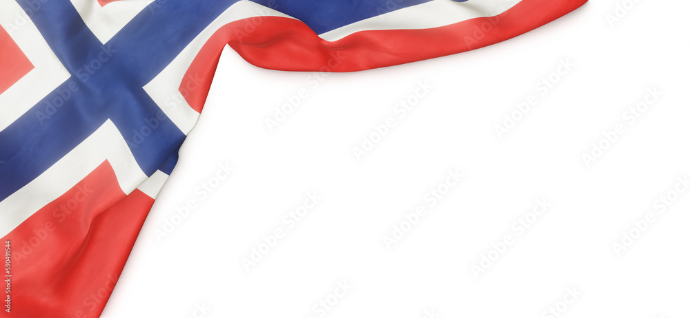 Banner with flag of Norway over transparent background. 3D rendering ...
