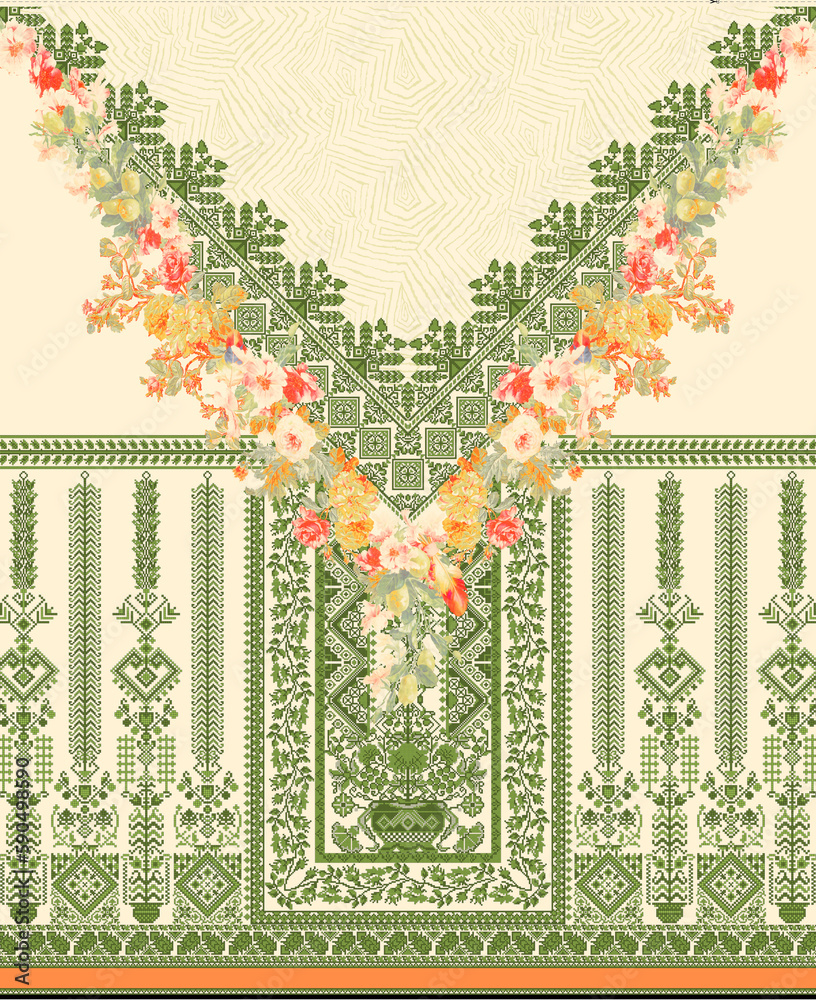 floral design composition, textile Design, border design, background ...