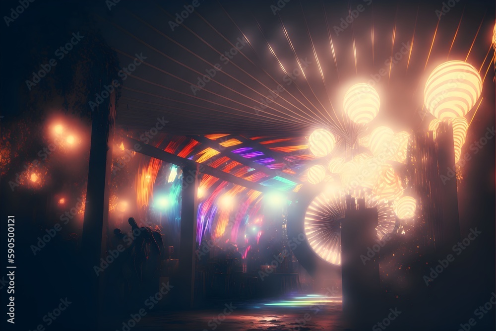 dancing having fun Music festival Berlin forest lights dj futuristic ...