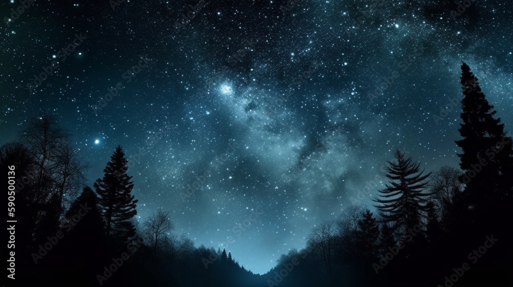 Generate a description of a beautiful starry night sky with planet ...