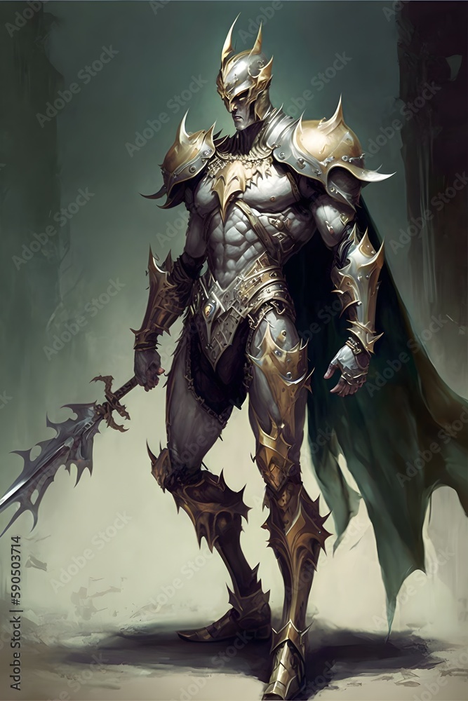elven male knight in armor style of Frank Frazetta full body with legs ...