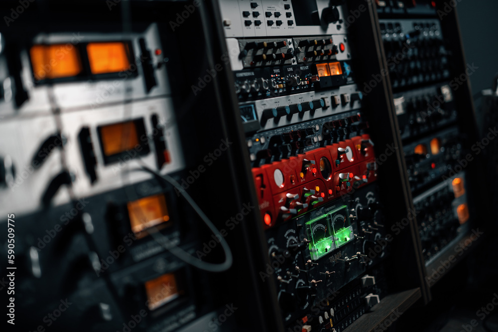 Foto de old displays of professional analog vu meters in a recording ...