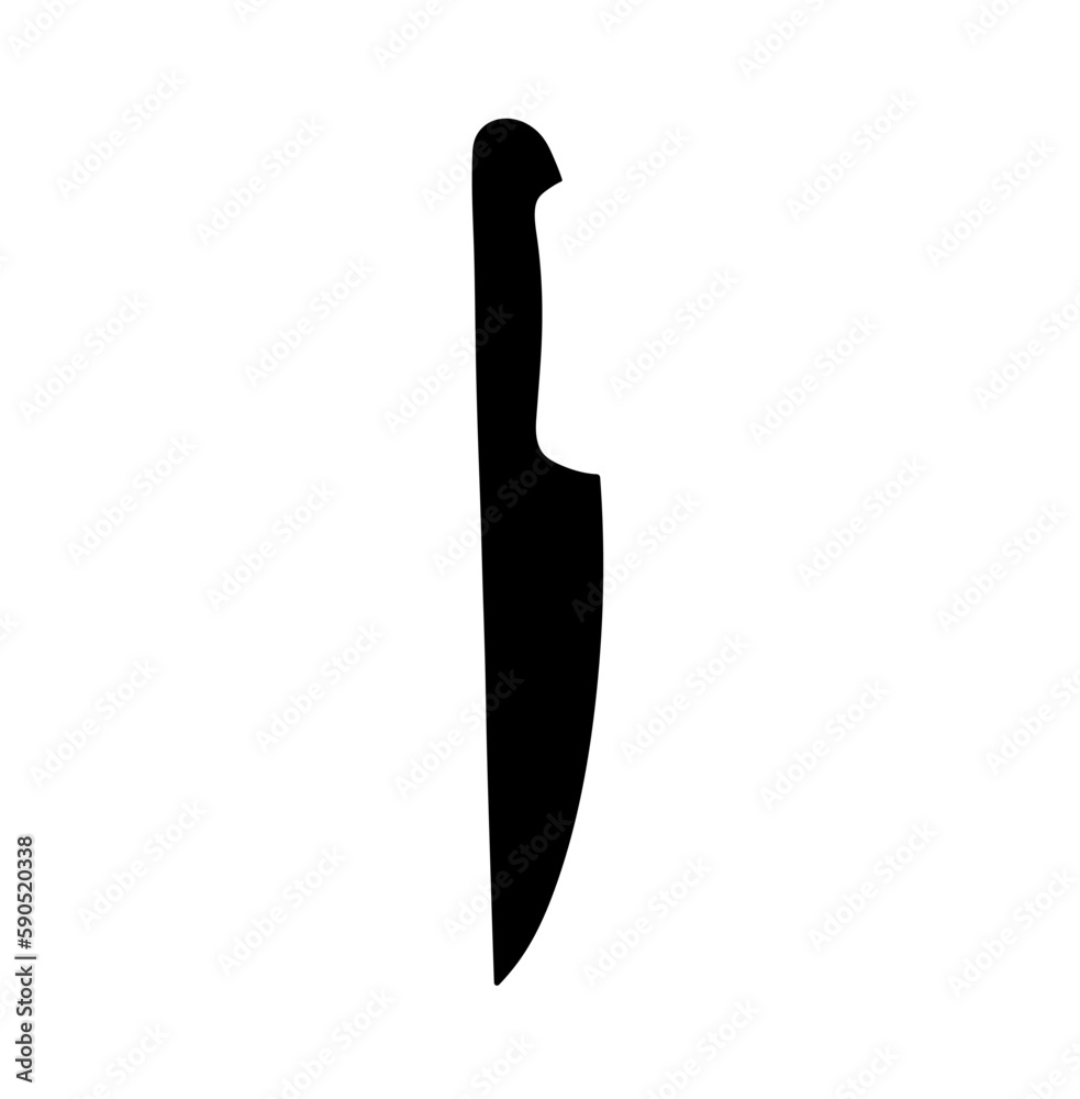 Vector isolated one single simplest chef knife with handle side view ...
