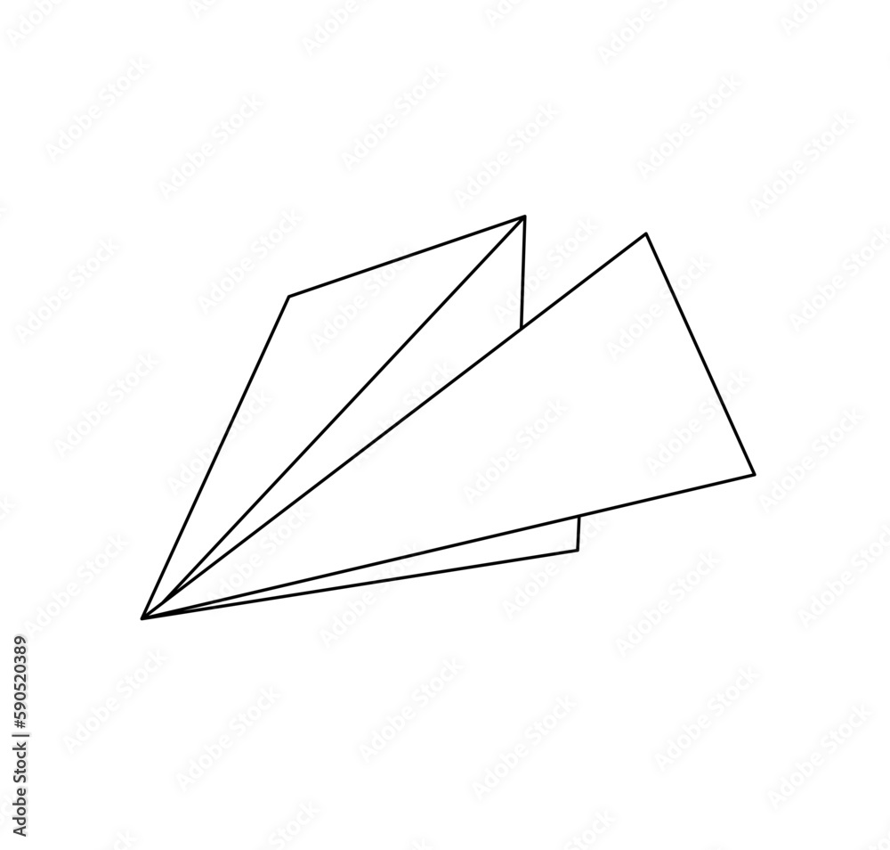 Vector isolated one single simplest origami paper plane front view ...