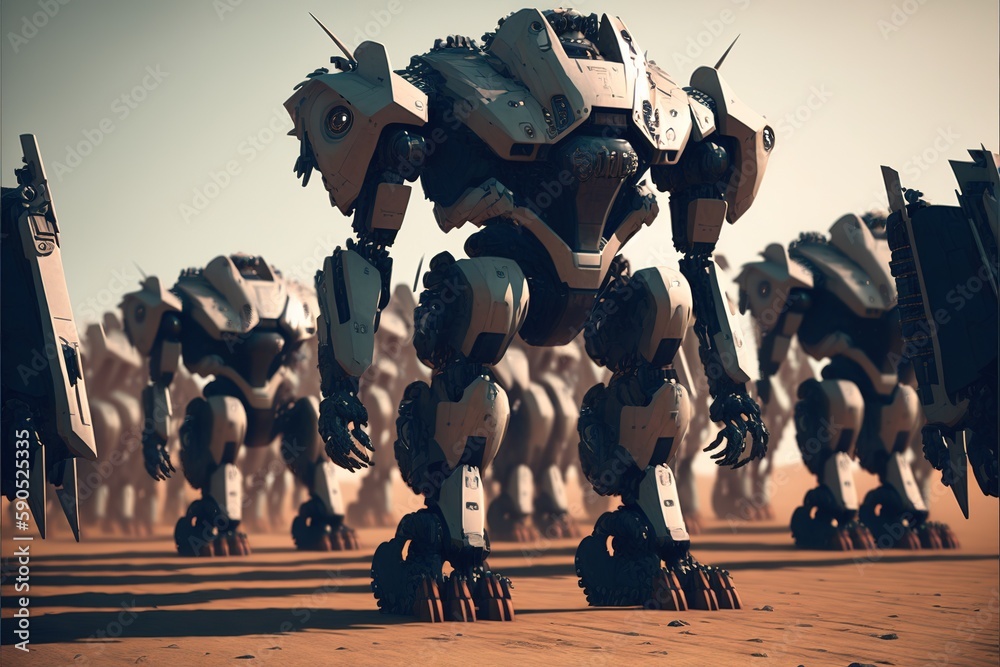 Scifi military robot or battlemech of futuristic army with robot ...