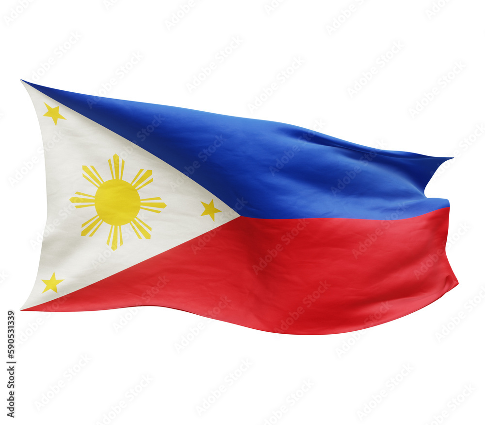 Waving flag of the Philippines isolated on transparent background. 3D ...