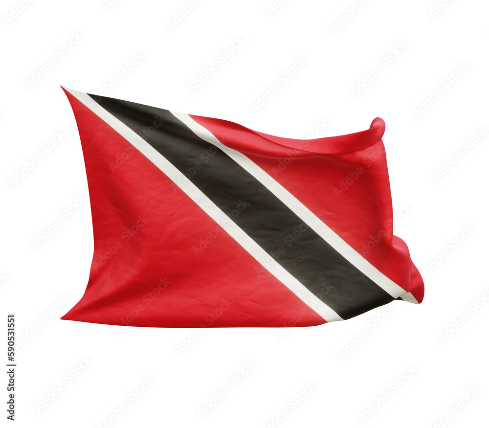 Waving flag of Trinidad and Tobago isolated on transparent background. 3D rendering Stock ...