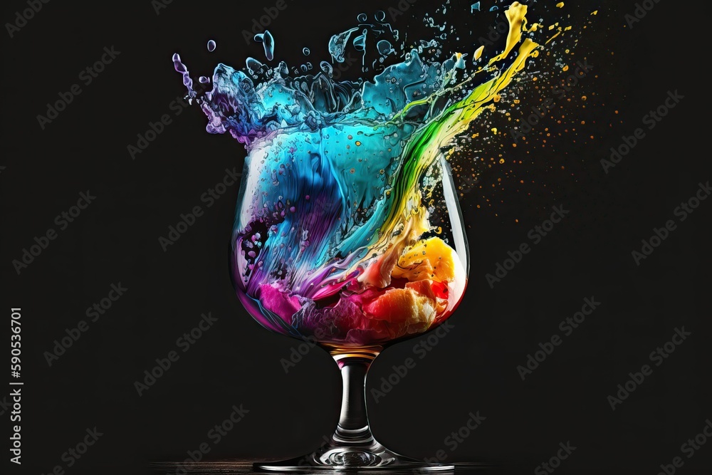 Cocktail in a Decorated Glass: Splash Beverage (Ai generated) Stock ...