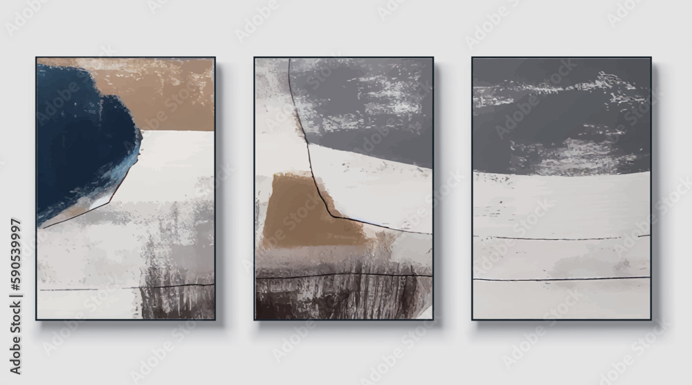 Abstract art vector illustration. Set of three artworks, background ...