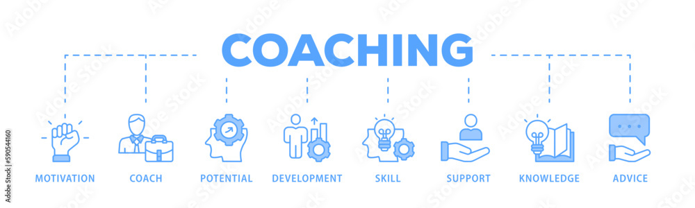Coaching banner web icon vector illustration concept with icon of ...
