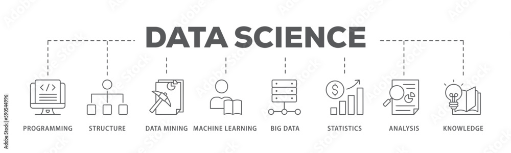 Data science banner web icon vector illustration concept with icon of ...