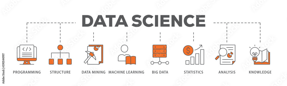 Data science banner web icon vector illustration concept with icon of ...