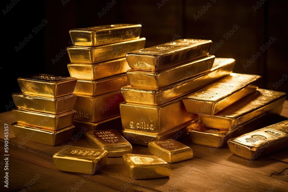 stacked gold bars created with Generative AI technology Stock Illustration | Adobe Stock