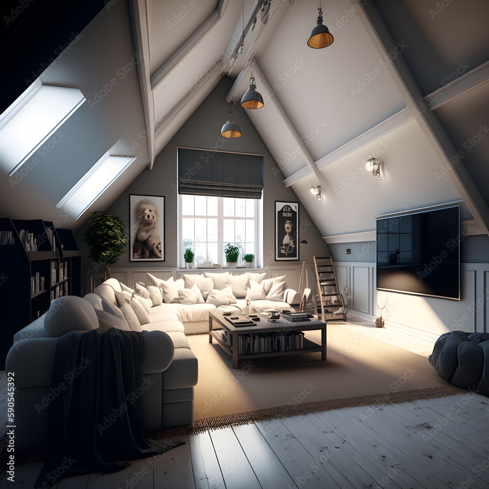long pitched attic loft with ultra stylish cinema room high end joinery ...