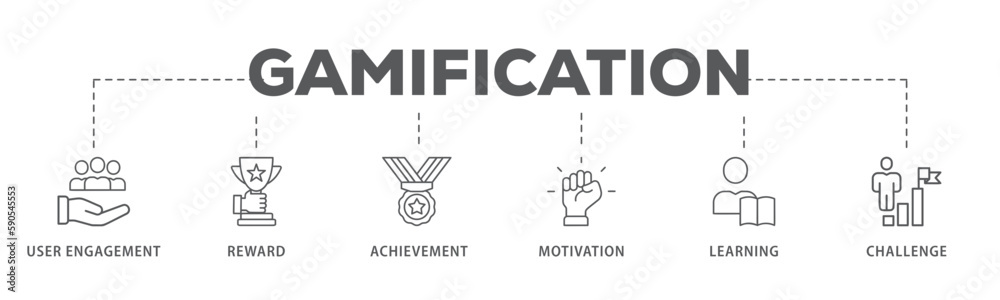 Gamification banner web icon vector illustration concept with icon of ...